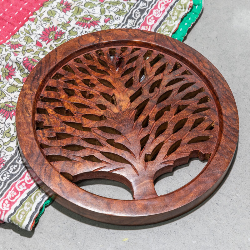 Tree of Life Shesham Wood Trivet - FairTrade Caravans